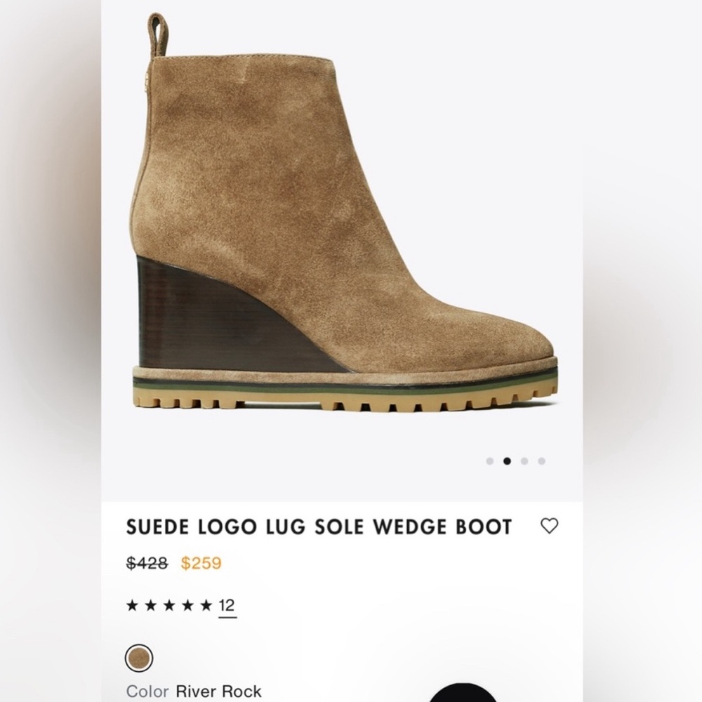 Suede Logo Lug Sole Wedge Boot Color River Rock - Gem